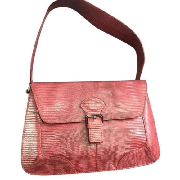 Furla | Bags | Furla Vintage Maroon Dark Red Lizard Leather Shoulder ...